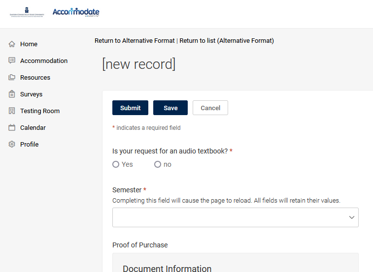 Request Alternative Formats - Eastern